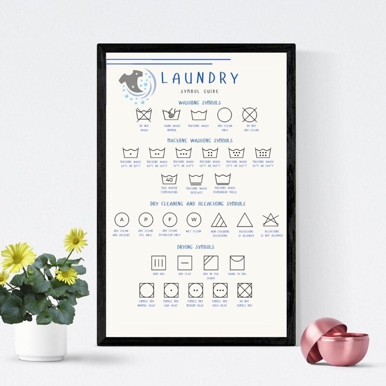 Minimalist Laundry Symbol Guide - Printable Care Instructions - Laundry ...