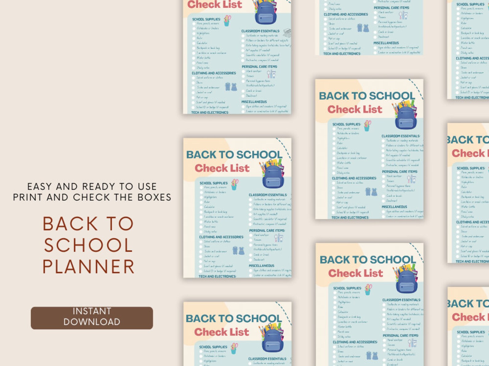 Printable Back to School Checklist | Instant Download | Stay Organized ...