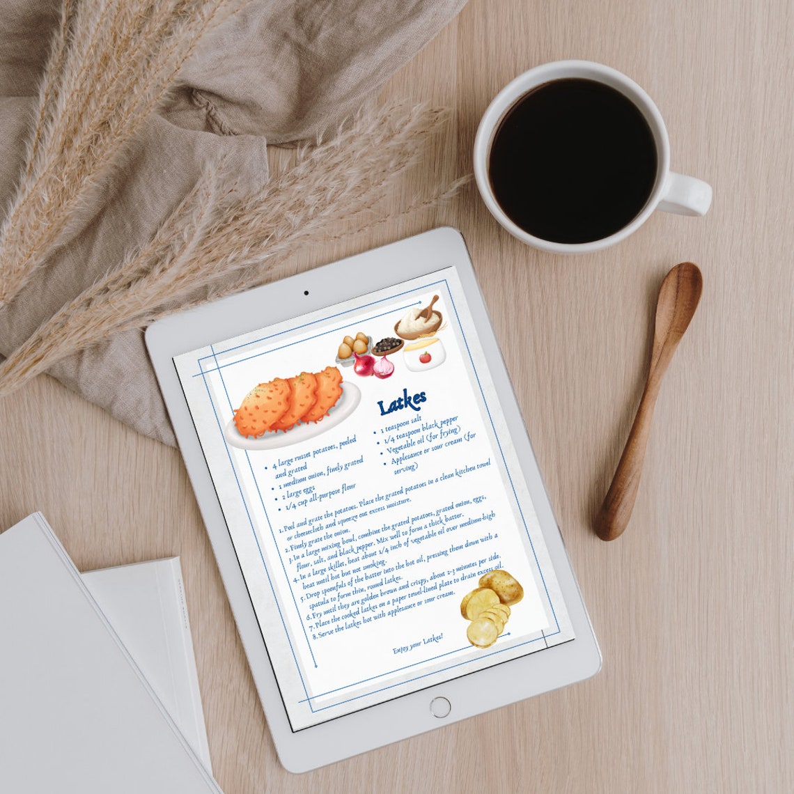 Illustrated Latkes Recipe Digital Artwork - Etsy