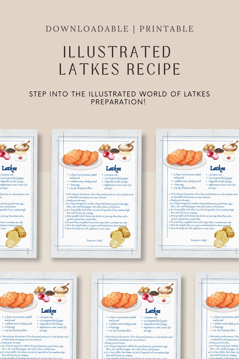Illustrated Latkes Recipe - Digital Artwork - Etsy
