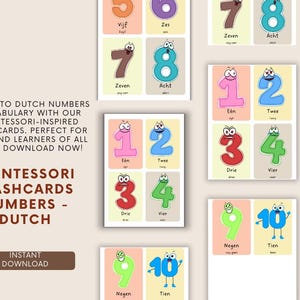 Discover Dutch Number Flashcards (1-10) Montessori Educational Material ...