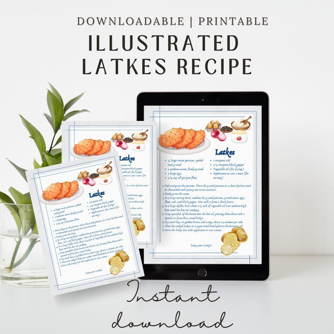 Illustrated Latkes Recipe - Digital Artwork - Etsy