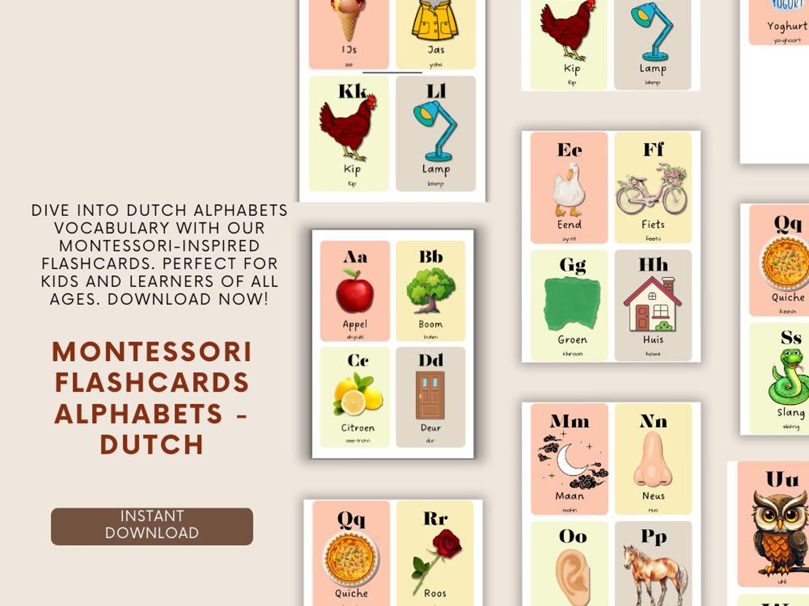 Dutch Alphabet Flashcards With Pronunciation | Learn Dutch Letters and ...