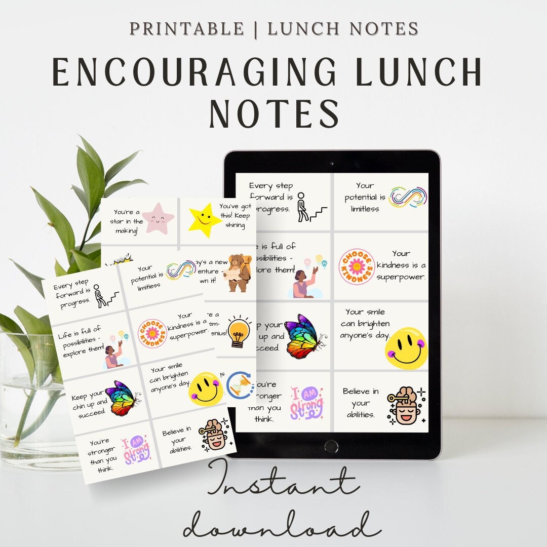 Encouraging Lunchbox Notes (digital Download) - A4, A5, Letter Sizes - Etsy