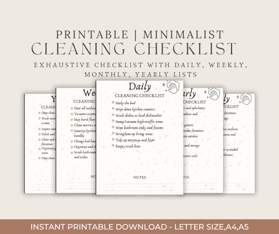 Printable Cleaning Checklist Stay Organized With Daily, Weekly, and ...
