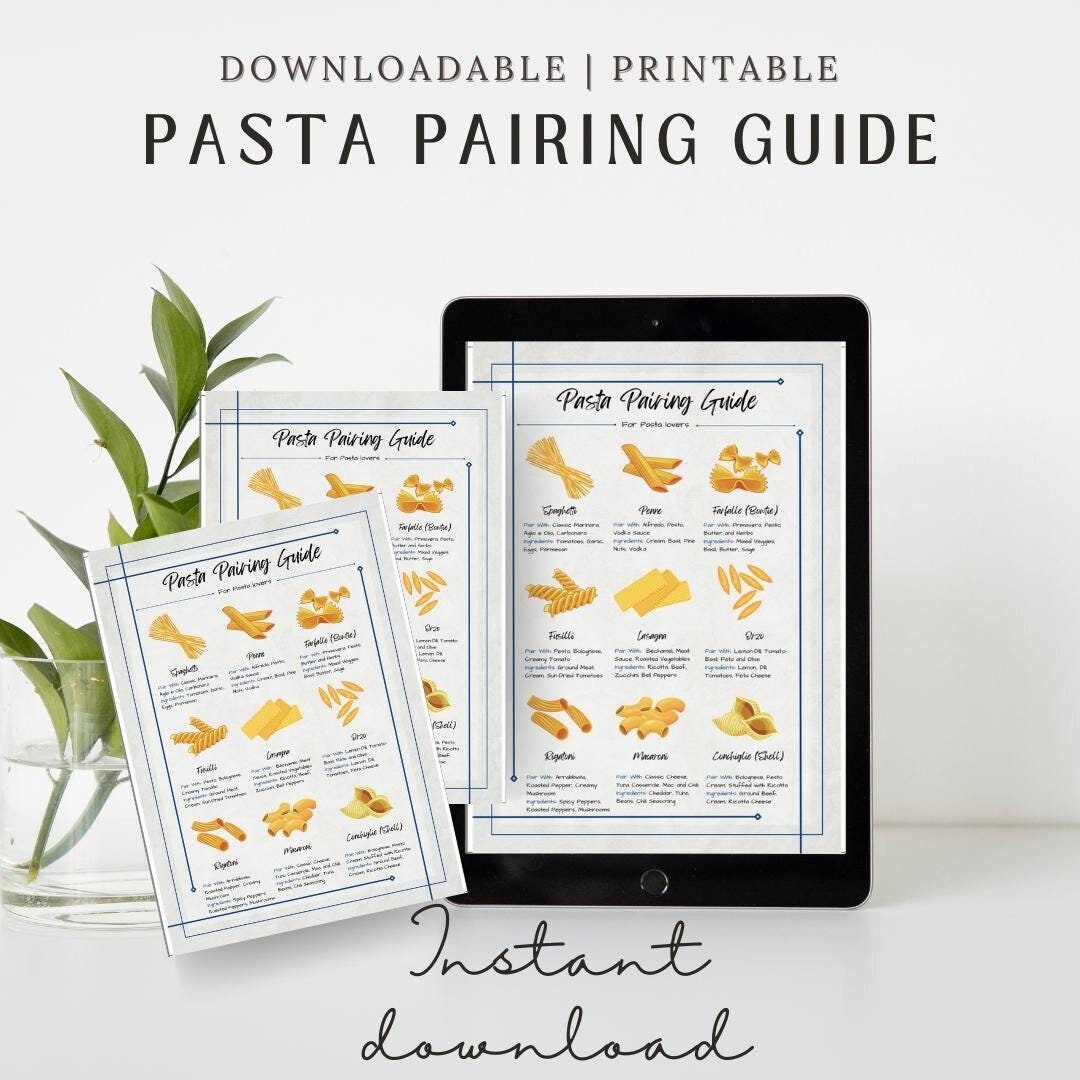 Pasta Pairing Guide: Perfect Pasta and Sauce Combinations Printable ...