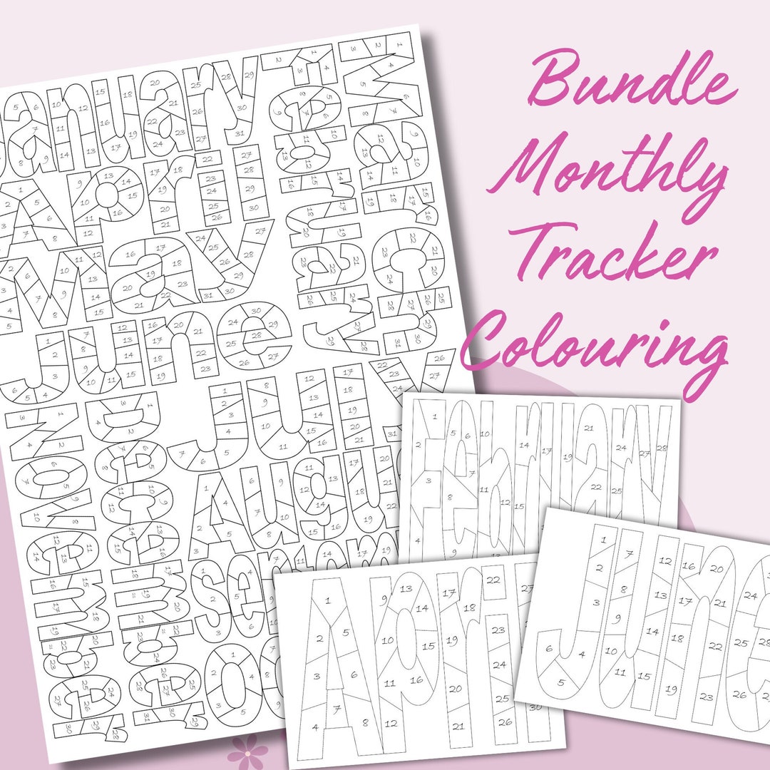 Adults Colouring Bundle Tracking Pages | Jan - Dece Tracker Pages ...