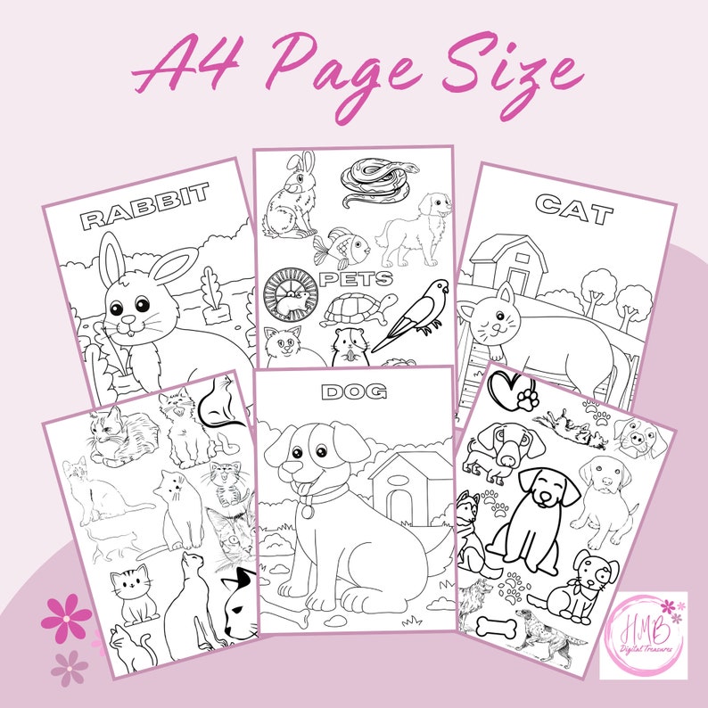 Children's Colouring Pages 18 Pet Designs to Colour in - Etsy