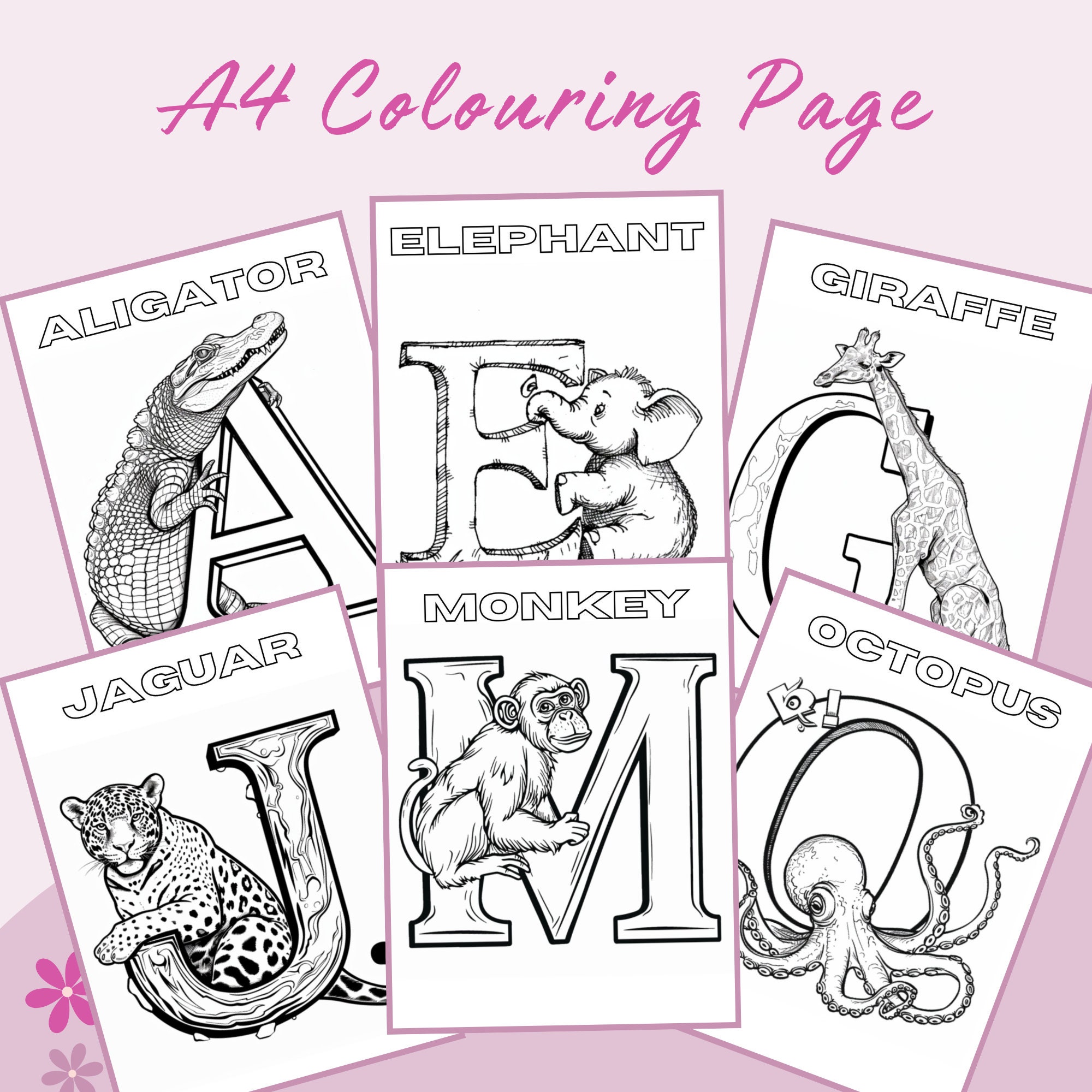 Children's Colouring Pages | 26 Alphabet With Animals Designs to Colour ...