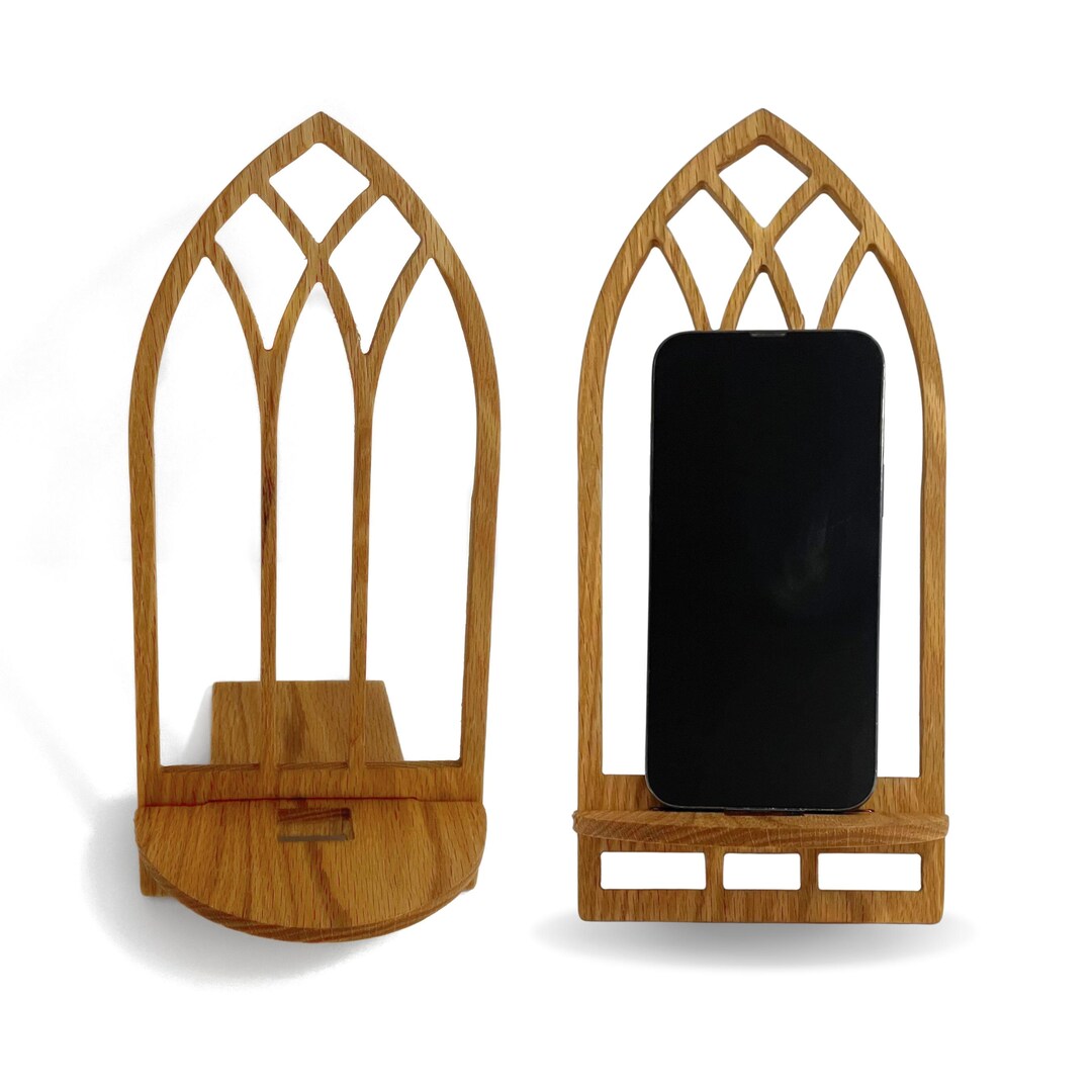 Gothic Oak Phone Stand | Wooden Tablet Holder - Etsy