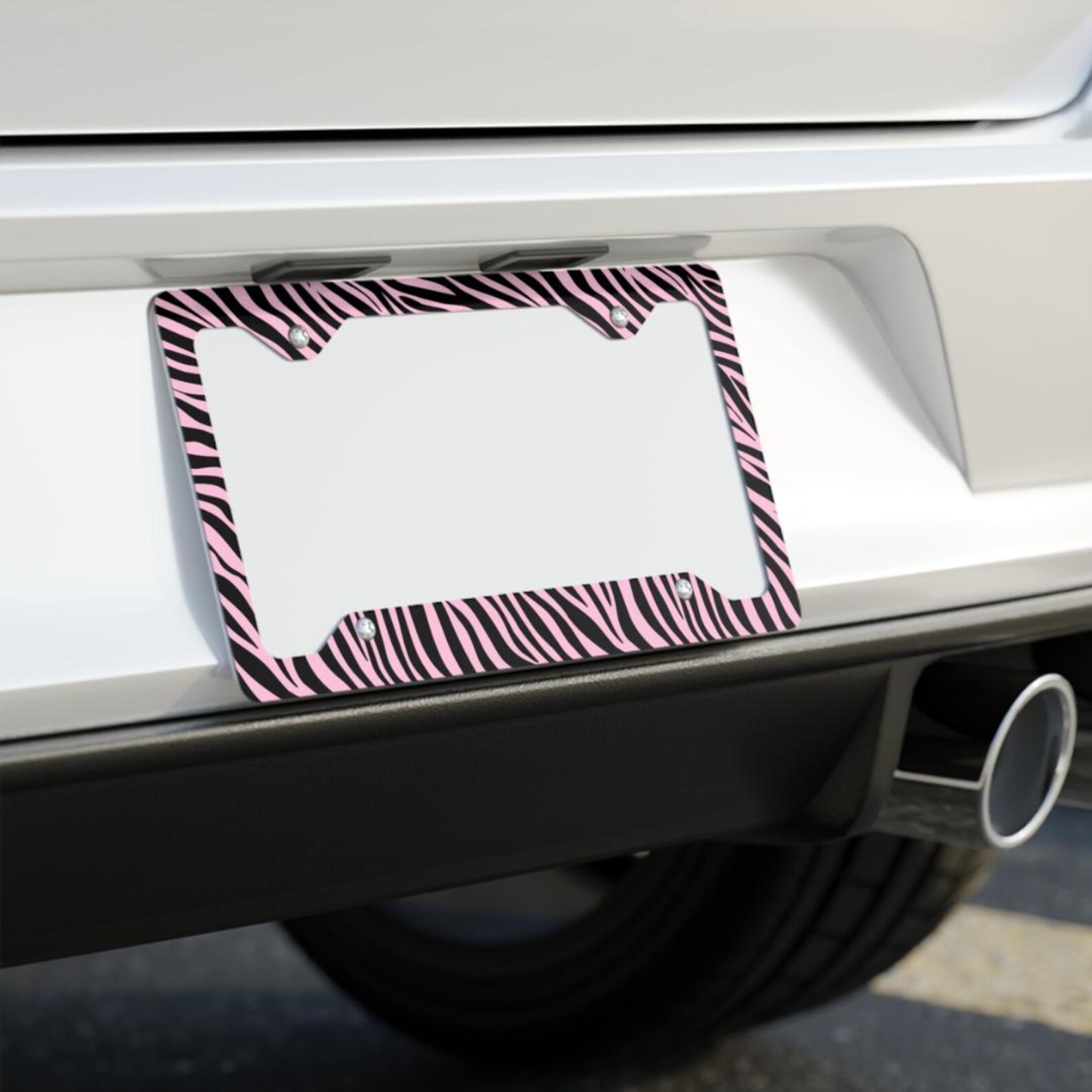 Zebra Print License Plate Frame, Cyber License Plate Frame, Rave Style ...