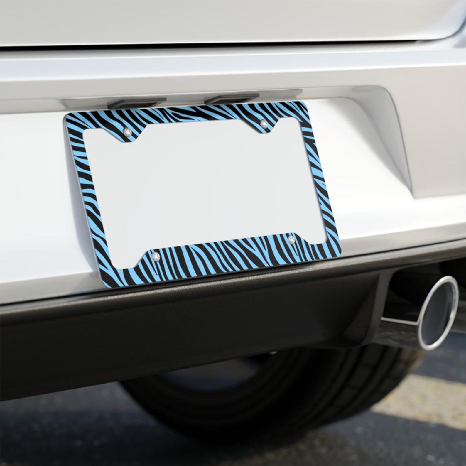Zebra Print License Plate Frame, Cyber License Plate Frame, Rave Style ...