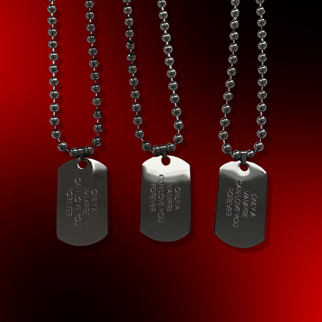 Vampire Chain, Quote Dog Tag, Love Quote, Gothic Necklace, Silver Ball ...