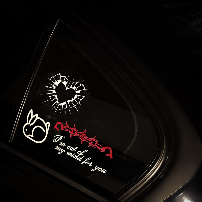 Broken Glass Heart Car Decal, Cute Car Sticker, Gothic Car Accessory ...