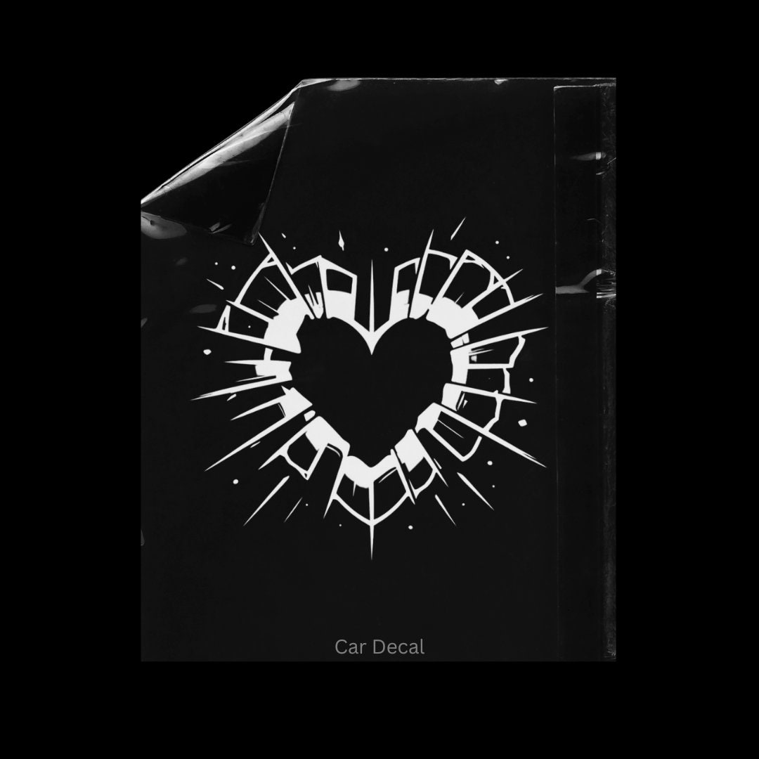 Broken Glass Heart Car Decal, Cute Car Sticker, Gothic Car Accessory ...