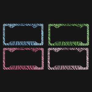 Zebra Print License Plate Frame, Cyber License Plate Frame, Rave Style ...