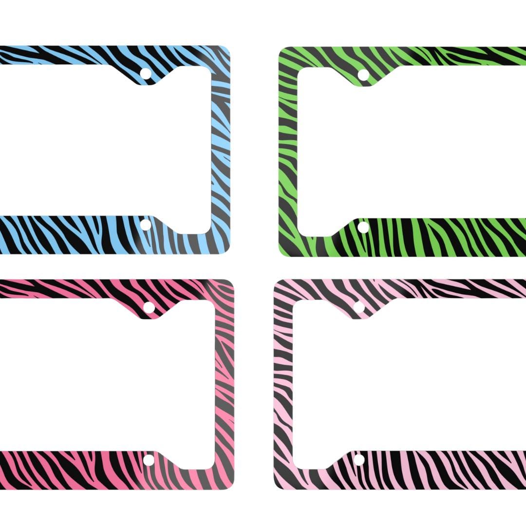 Zebra Print License Plate Frame, Cyber License Plate Frame, Rave Style ...