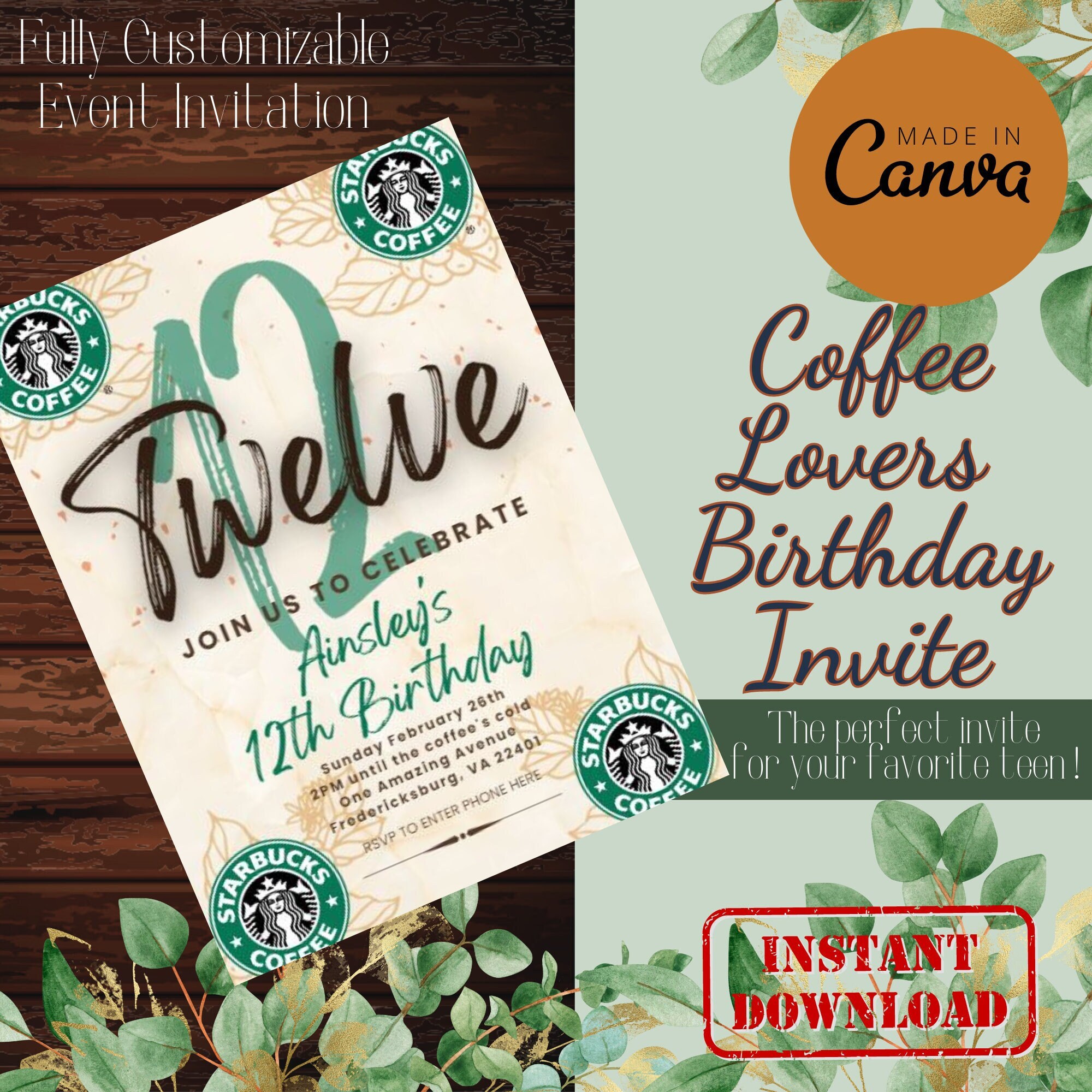 Starbucks Themed Party Invitations Blank Sublimation Tumbler