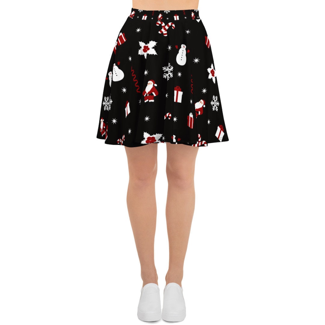 Festive Christmas Skater Skirt, Petite to Plus Size Mini Skirt XS-3XL ...