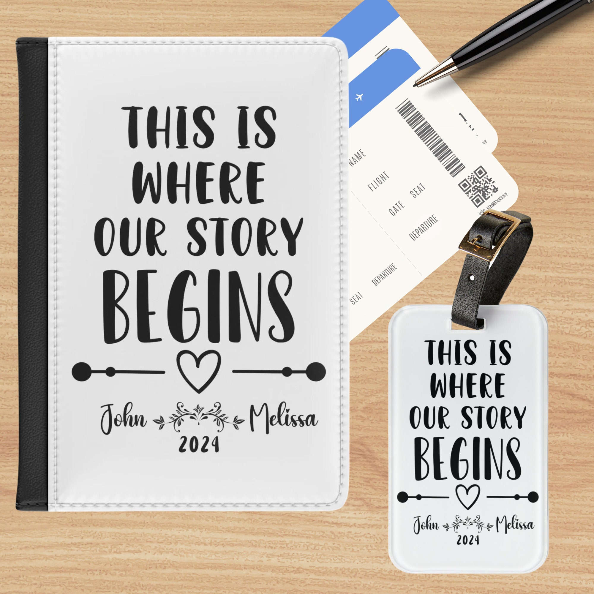 Couples Custom Passport Cover and Tags, Matching Passport Holder for ...