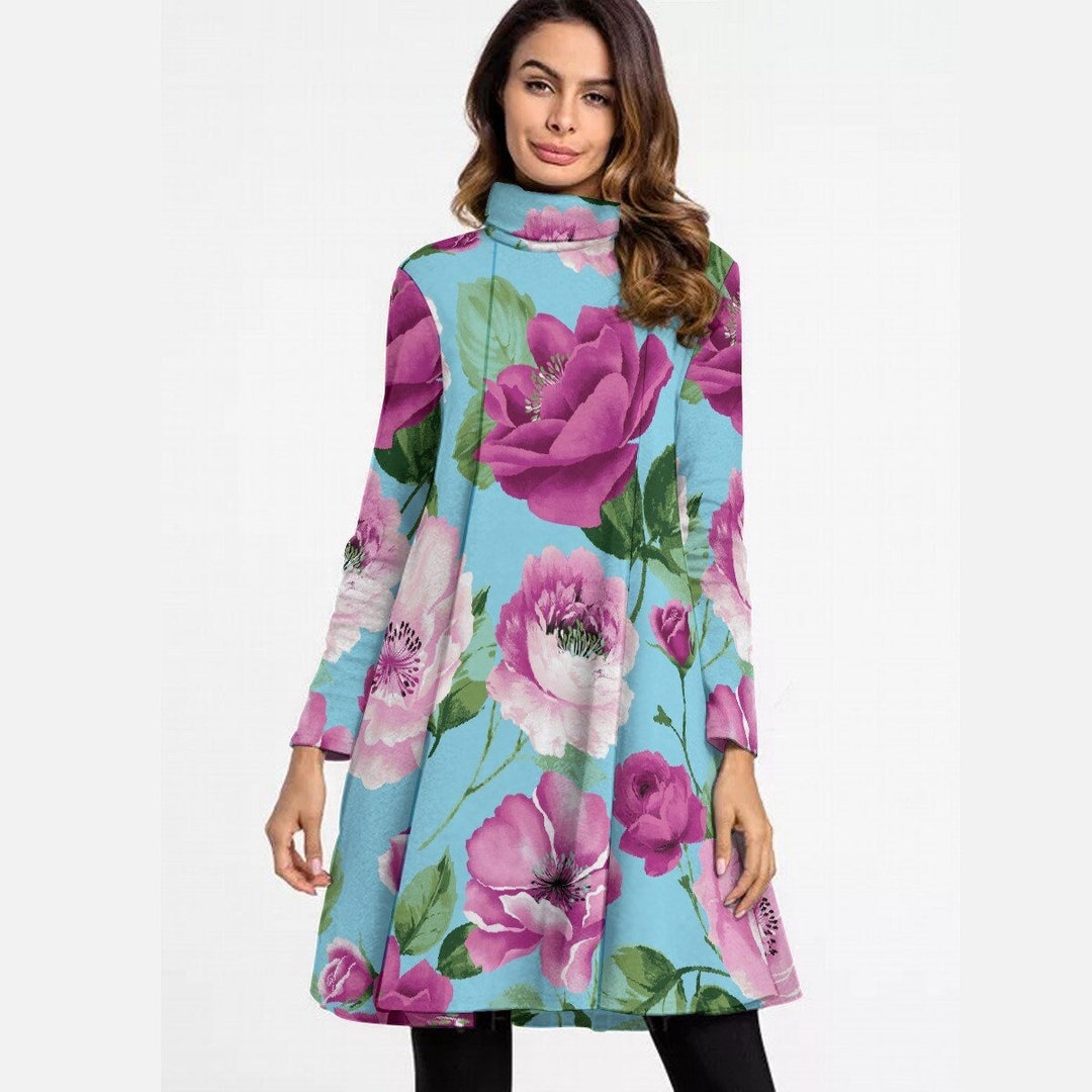 High Neck Dress With Long Sleeves for Women Petite to Plus Size S-3XL ...