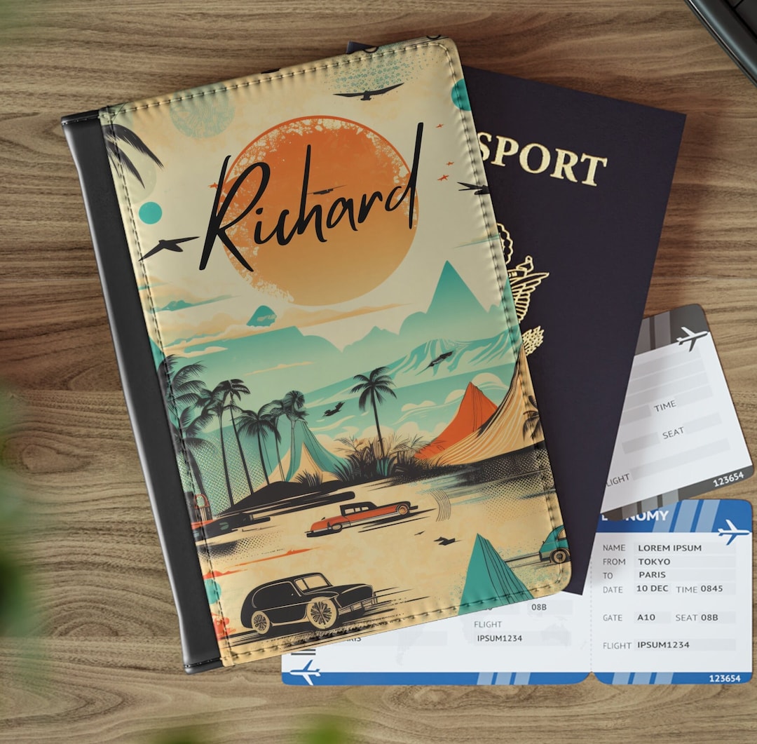 Custom Passport Cover Retro Style Personalized Name Travel - Etsy