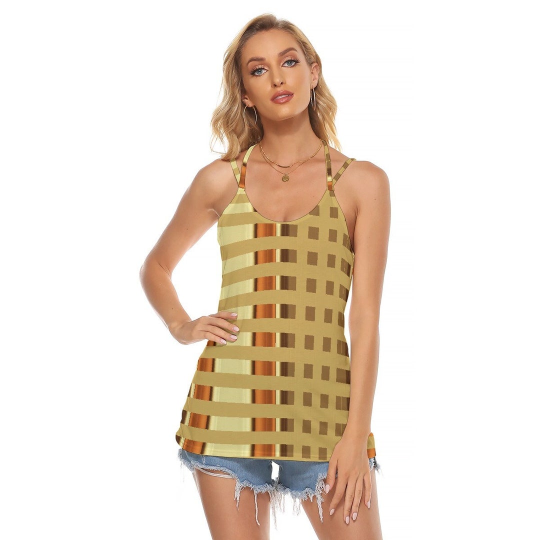 Backless Tank Top With Spaghetti Straps Lace-up Sleeveless Halter for ...
