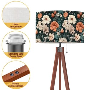 Cottagecore Wooden Floor Lamp Tripod Style With Linen Shade, Remote ...