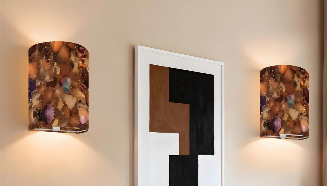 Faux Marble Linen Wall Sconces, Battery Operated LED Lamps, Set of 2 - Etsy