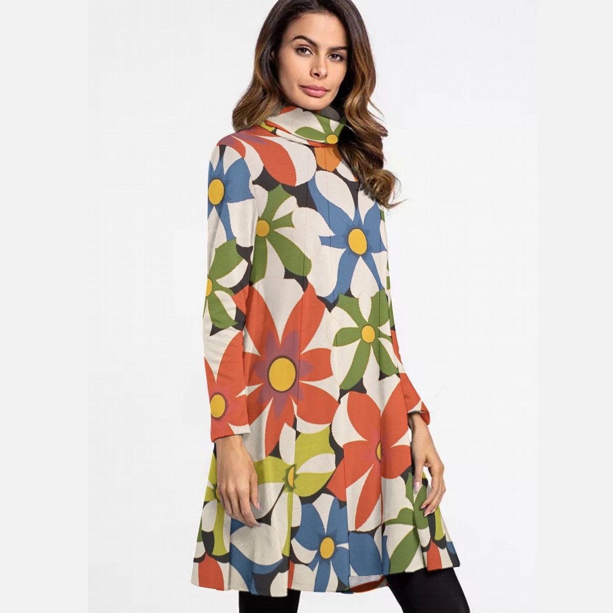 High Neck Dress With Long Sleeves for Women Petite to Plus Size S-3XL ...