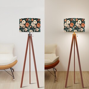 Cottagecore Wooden Floor Lamp Tripod Style With Linen Shade, Remote ...
