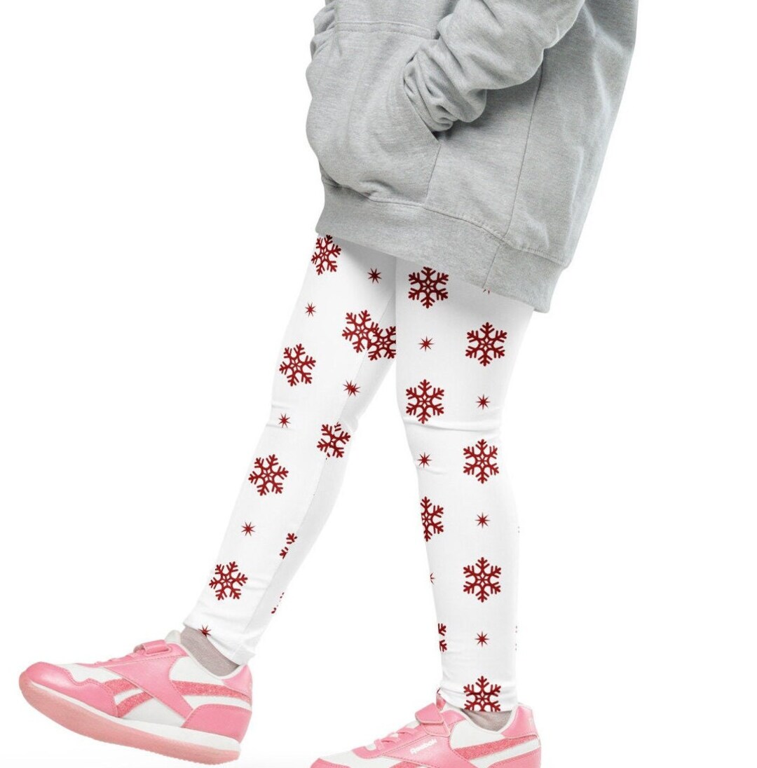 Kid's Christmas Leggings, Xmas Snowflake Patterned Leggings, Super Soft and Comfortable Fall ...