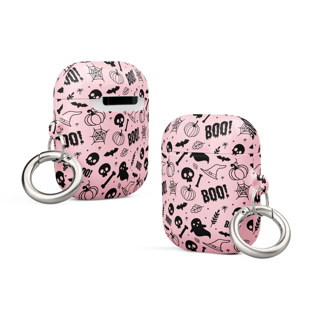 Pink Halloween Airpods Pro Case With Keychain Skulls and Ghost Design ...