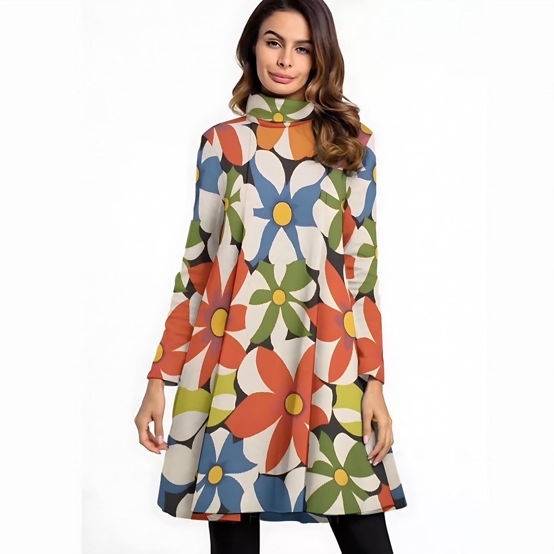 High Neck Dress With Long Sleeves for Women Petite to Plus Size S-3XL ...