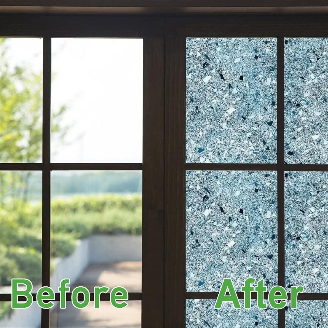 Blue Frosted Window Privacy Film, Anti-uv Crackled Glass Covering, Easy ...