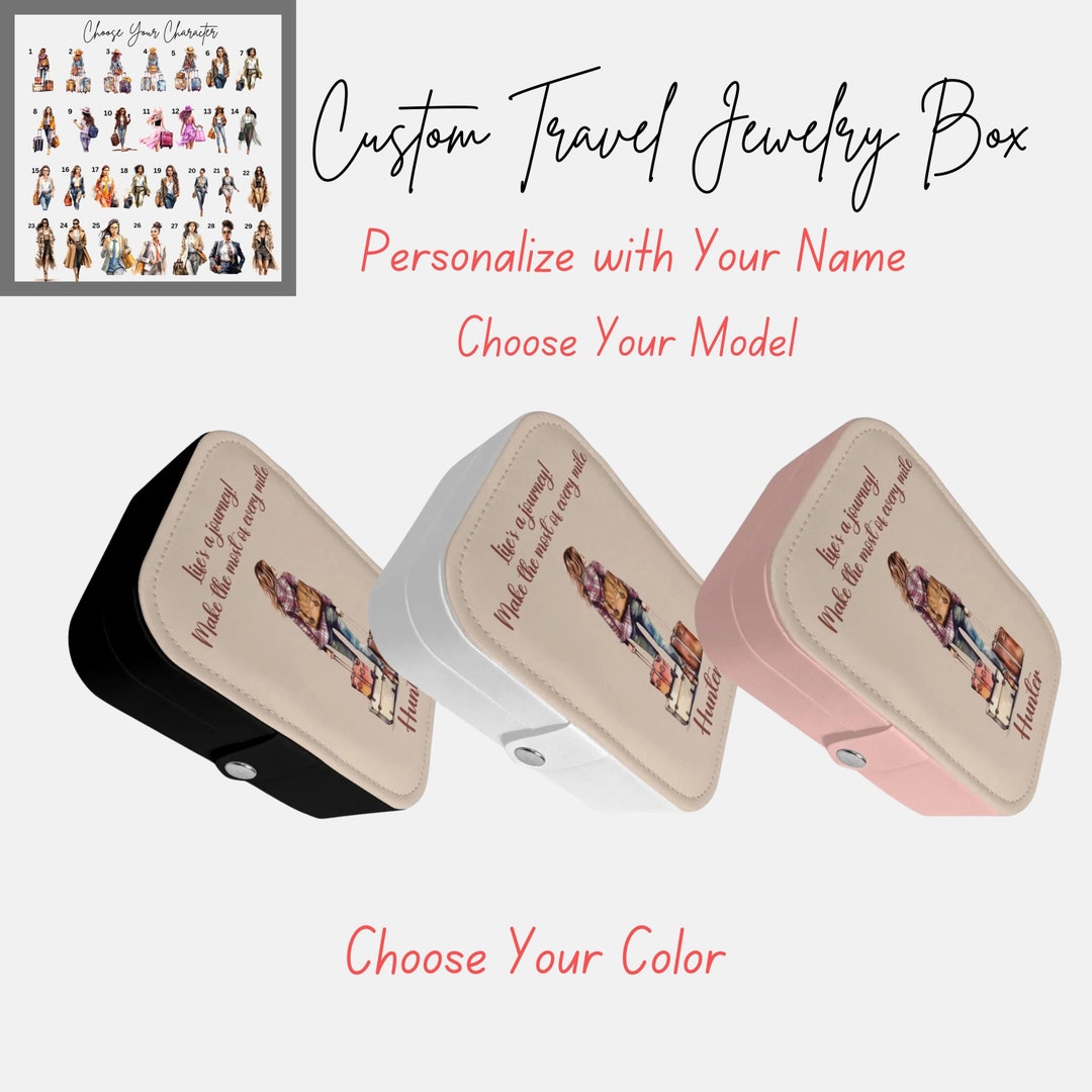 Travel Jewelry Box, Custom Travel Set for Women, Gift Set for Her, Cute ...