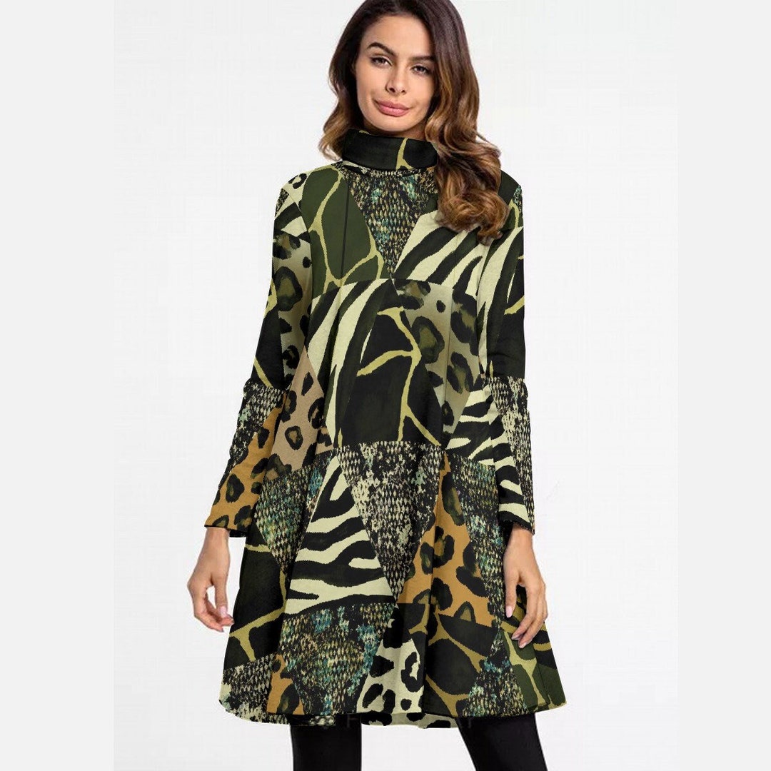 High Neck Dress With Long Sleeves for Women Petite to Plus Size S-3XL ...