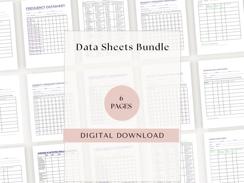 Autism Educators Data Sheets Bundle, Frequency Log, Intensity Worksheet ...