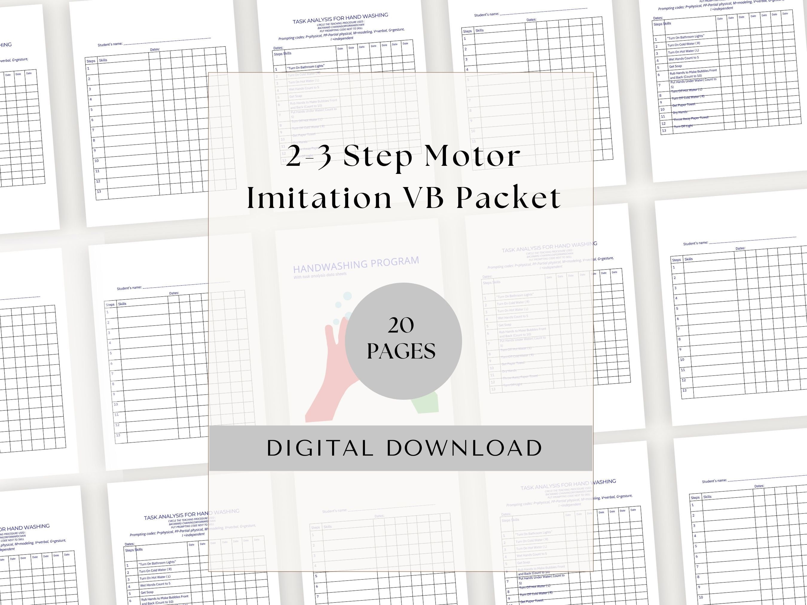 2-3 Step Motor Imitation VB Template Packet, Autism Skills Development ...