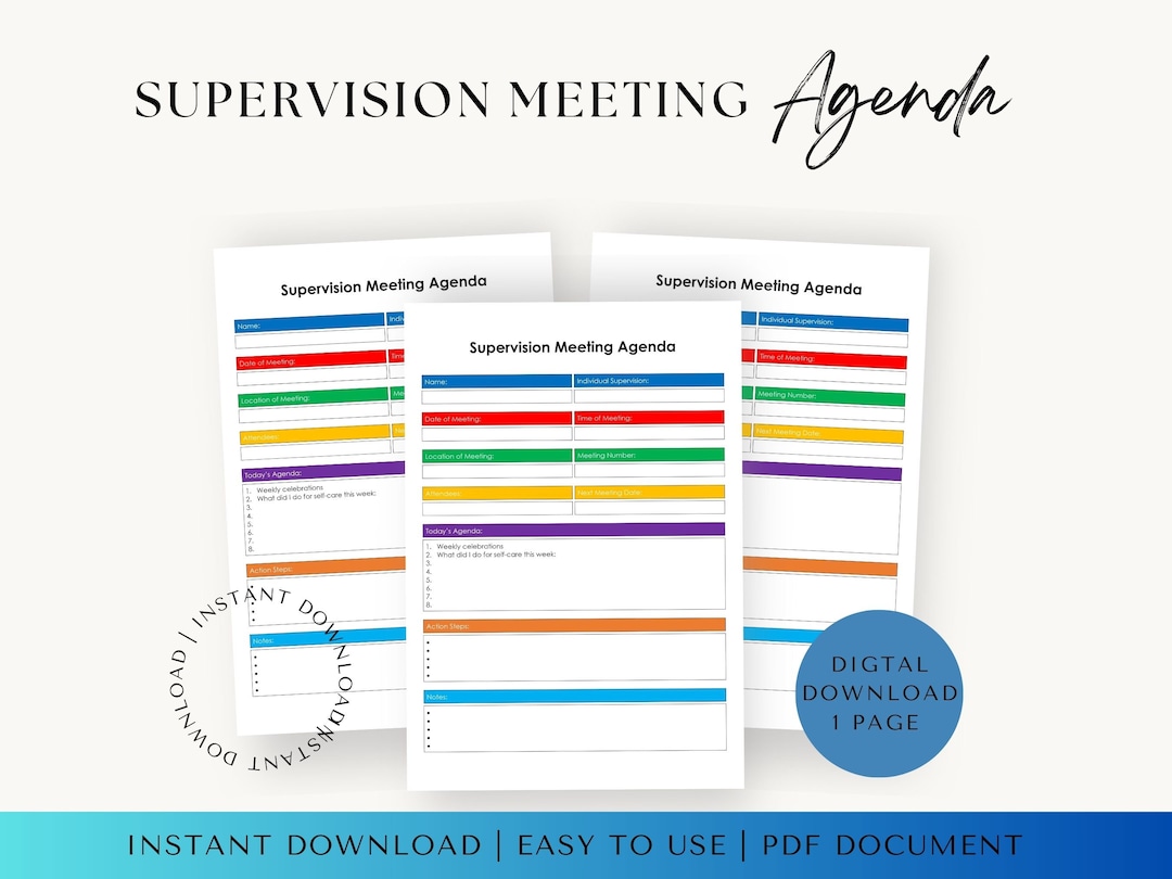 Supervision Meeting Agenda, Autism Progress Meeting Notes, Data ...