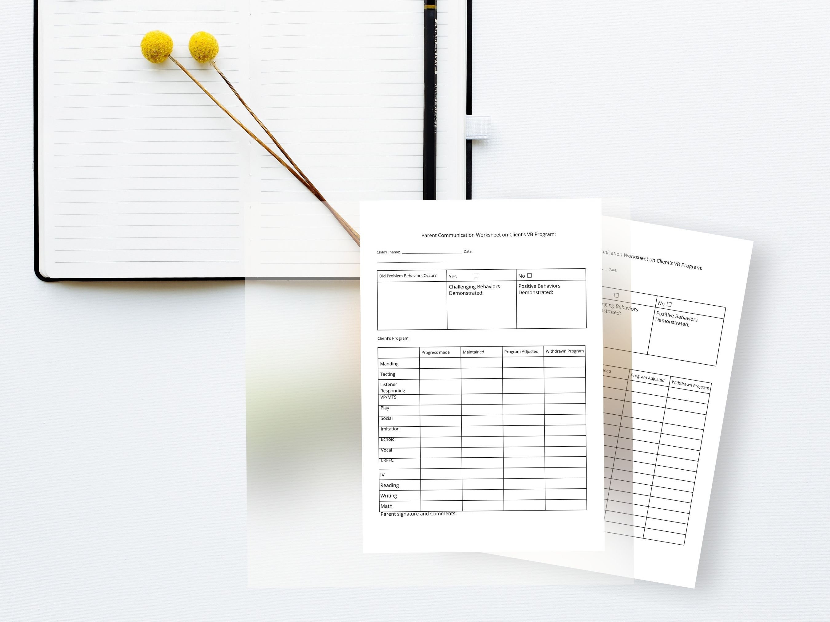 Parent Communication Worksheet, Parent Teacher Log, Student Progress ...
