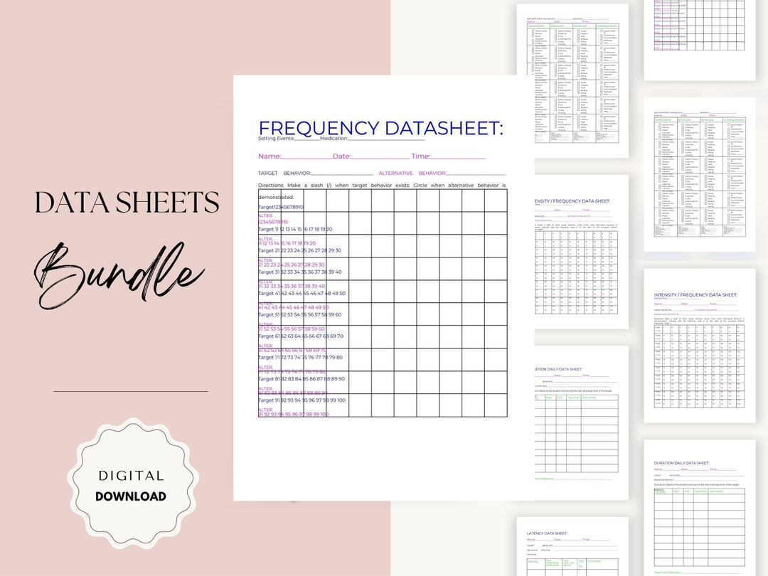 Autism Educators Data Sheets Bundle, Frequency Log, Intensity Worksheet ...