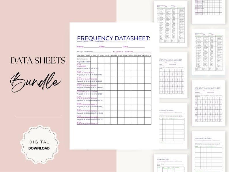 Autism Educators Data Sheets Bundle, Frequency Log, Intensity Worksheet ...
