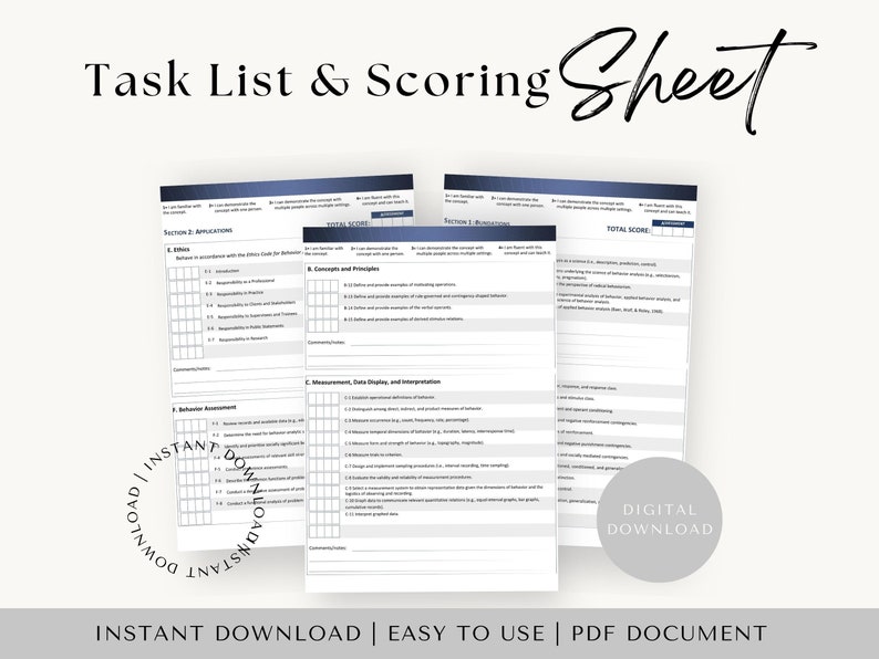 Task List and Scoring Sheets, Educational Concepts for Autism Children ...