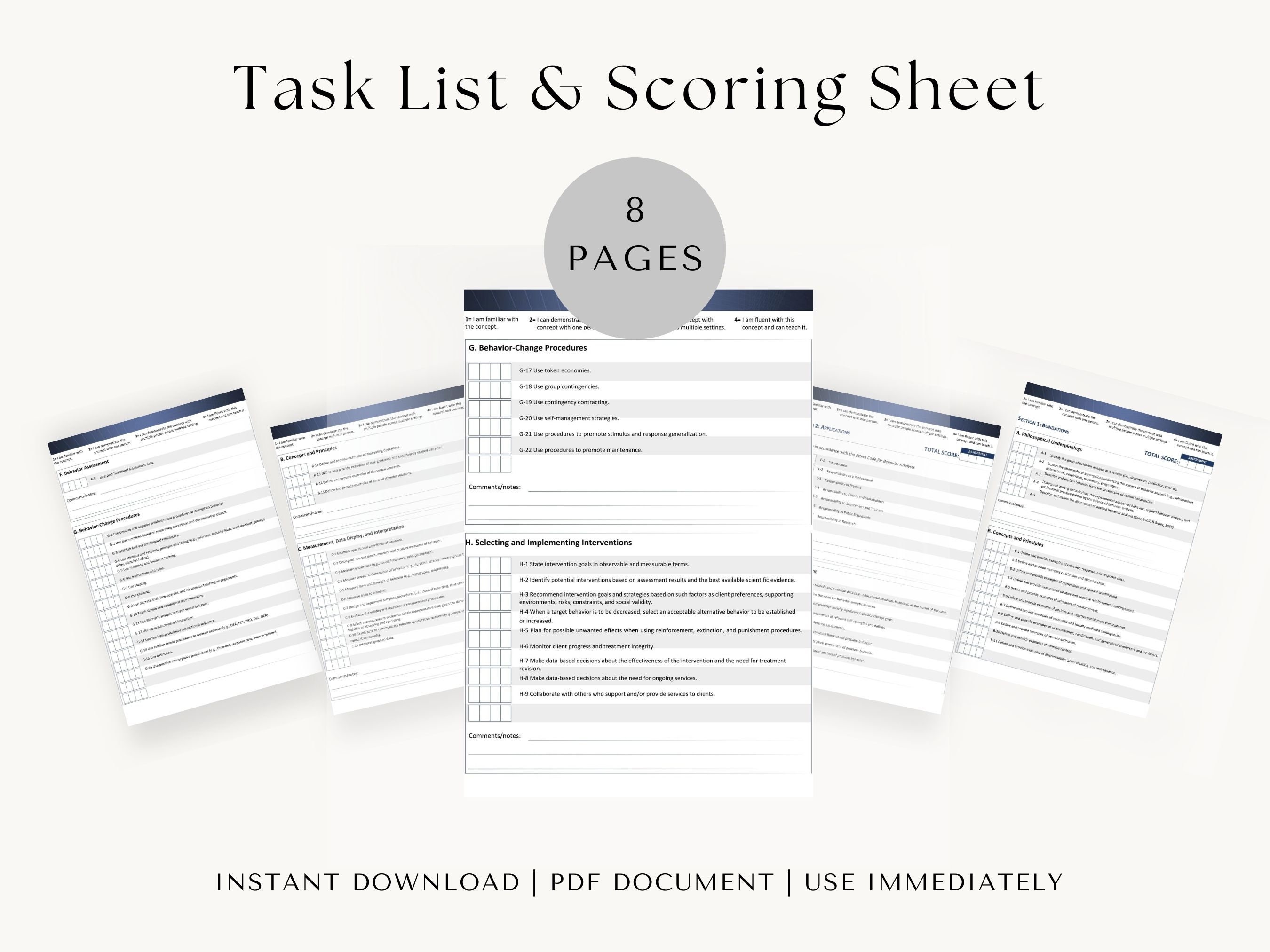 Task List and Scoring Sheets Educational Concepts for Autism - Etsy