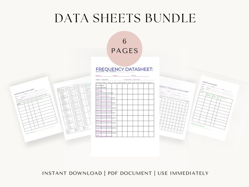 Autism Educators Data Sheets Bundle, Frequency Log, Intensity Worksheet ...