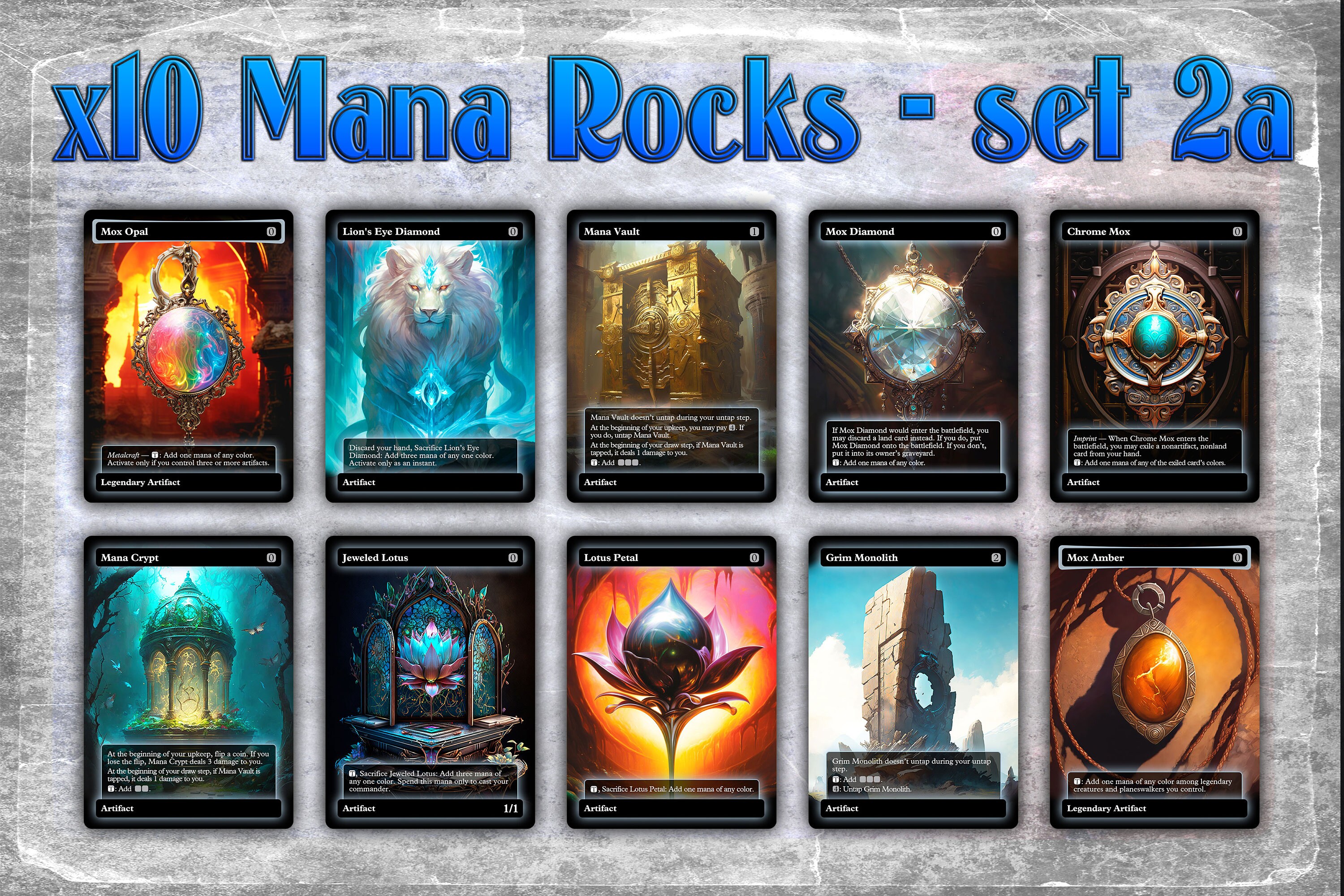 X10 Mana Rocks SET 1B alternative Custom Art / No Foil Edh MTG Proxy - Etsy