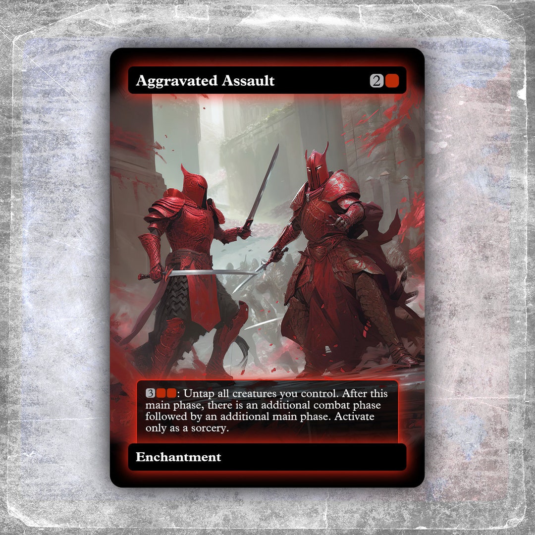 Aggravated Assault 2 alternative Custom Art / No Foil hyperion Edh MTG Proxy - Etsy