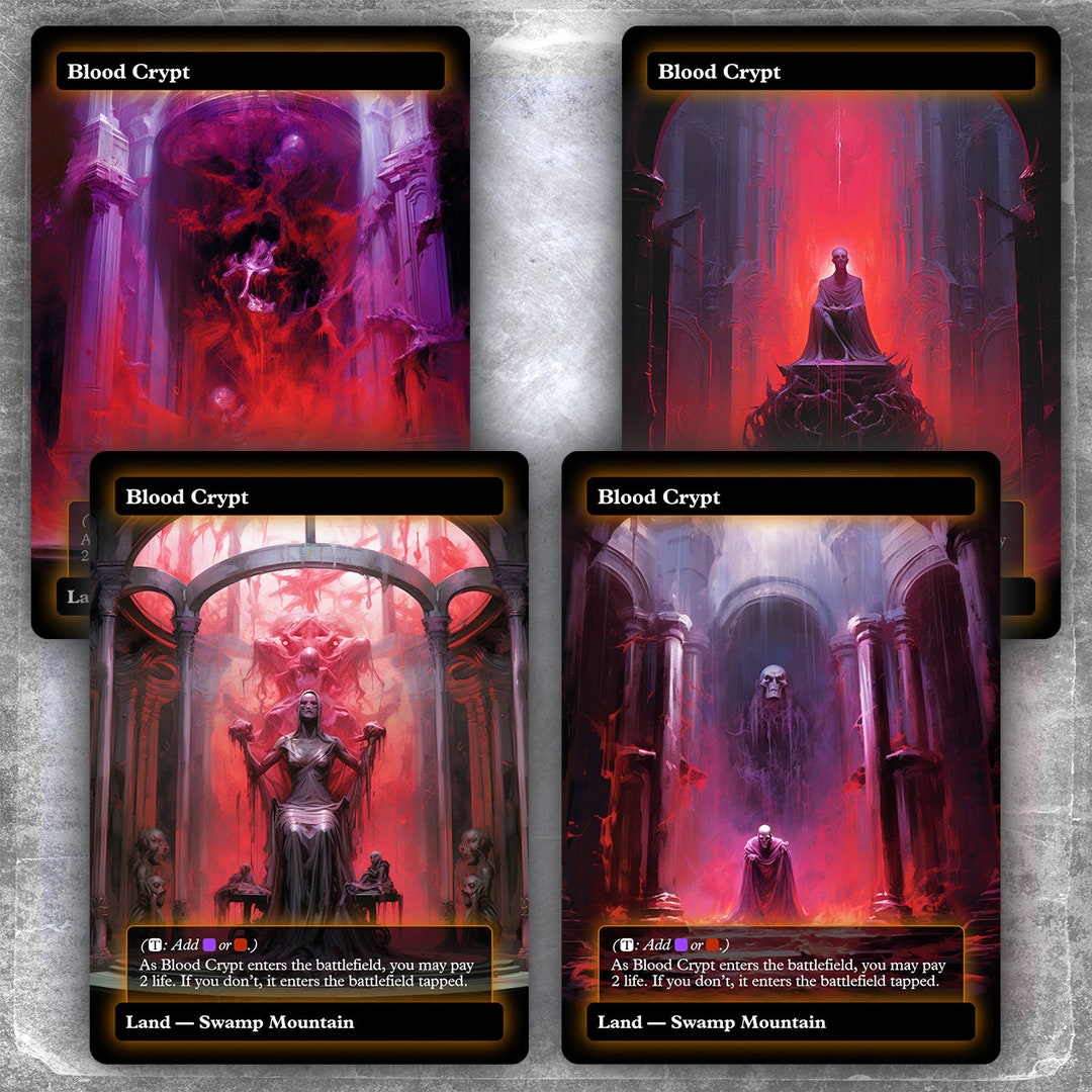 Blood Crypt PLAYSET 4 alternative Custom Art / No Foil hyperion Edh MTG ...