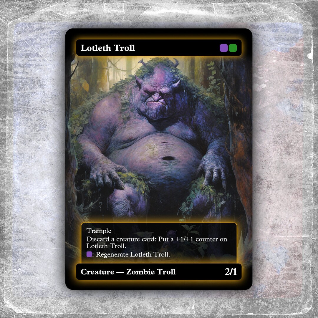 Lotleth Troll 1 alternative Custom Art / No Foil hyperion Edh MTG Proxy ...